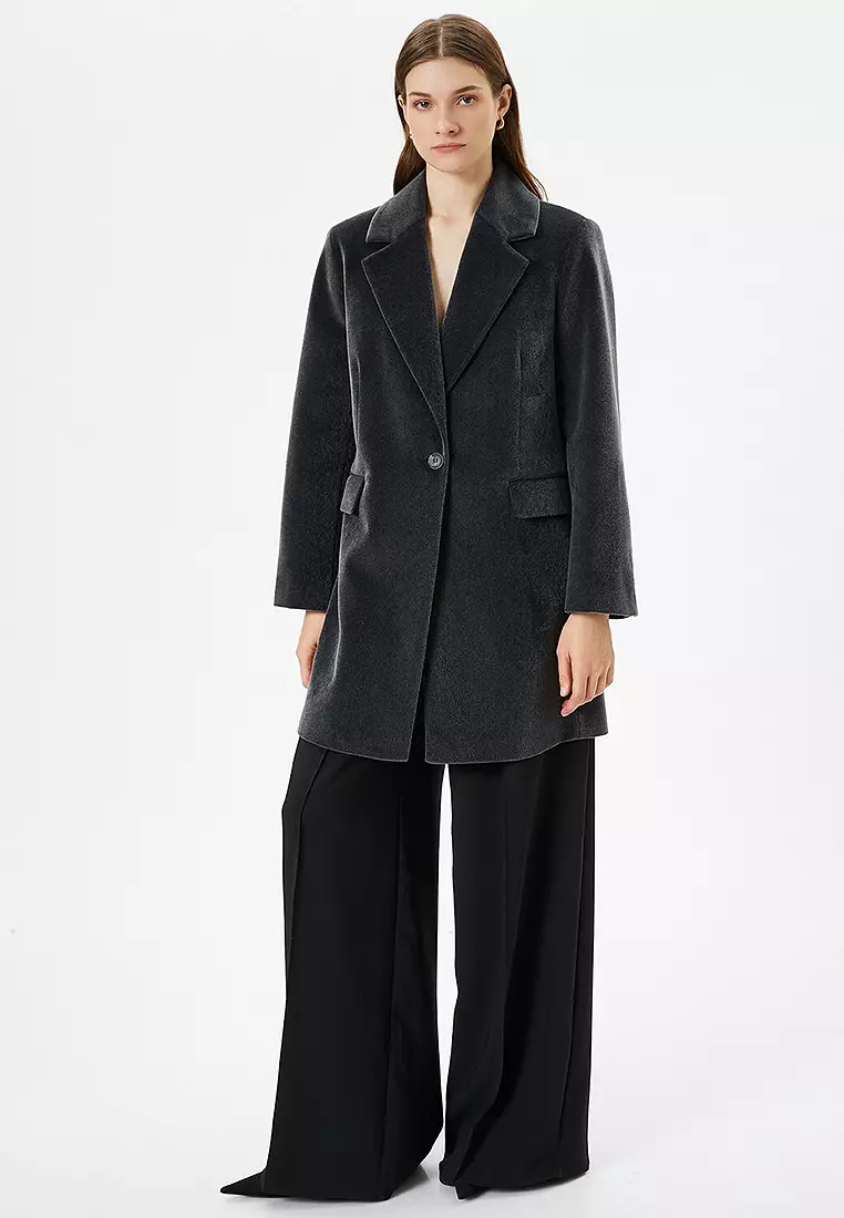 Jual KOTON Shiny Textured Long Coat Original 2024 | ZALORA Indonesia