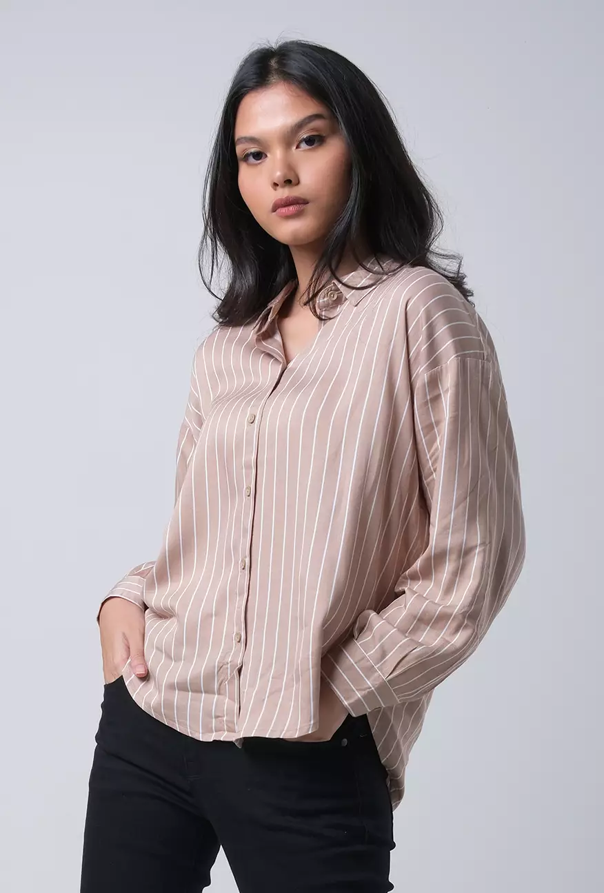 Jual LOGO JEANS Logo Jeans Kemeja Wanita Poppy Brown Original 2024 | ZALORA Indonesia