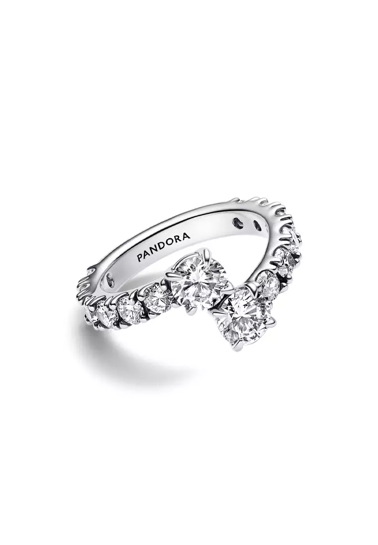 Buy PANDORA Pandora Sparkling Overlapping Band Ring Online | ZALORA ...