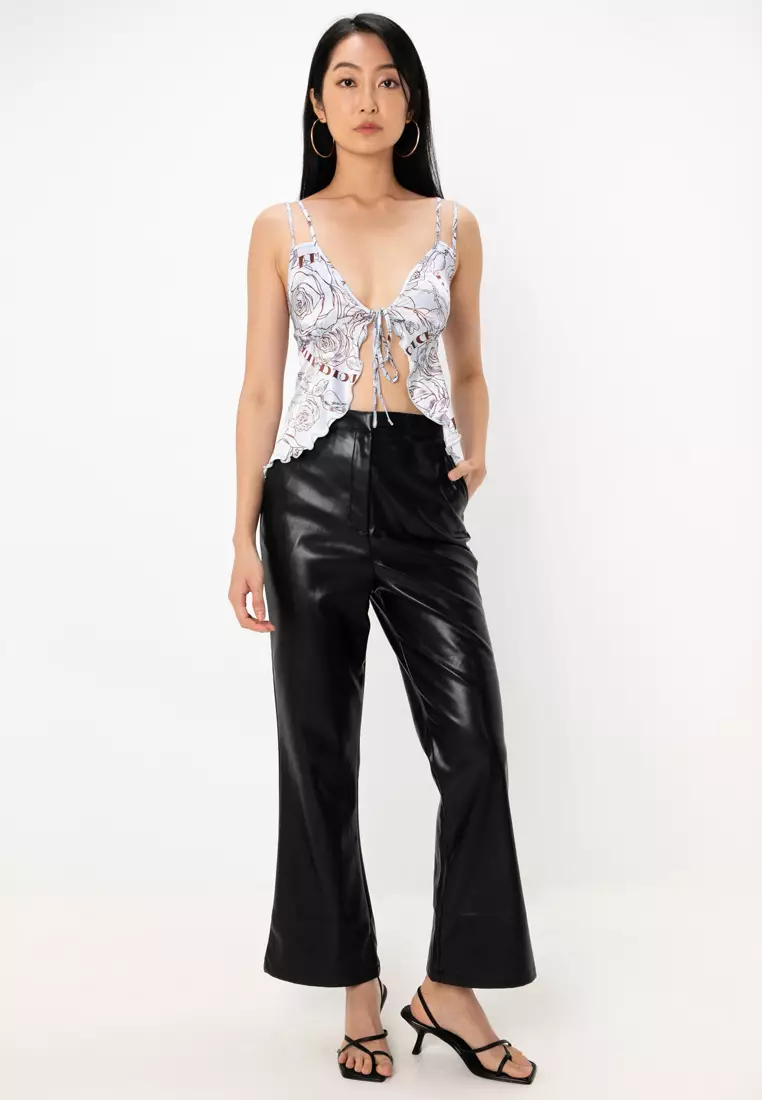 Buy ASOS Design Hourglass Leather Look Kickflare Trousers 2025 Online ...