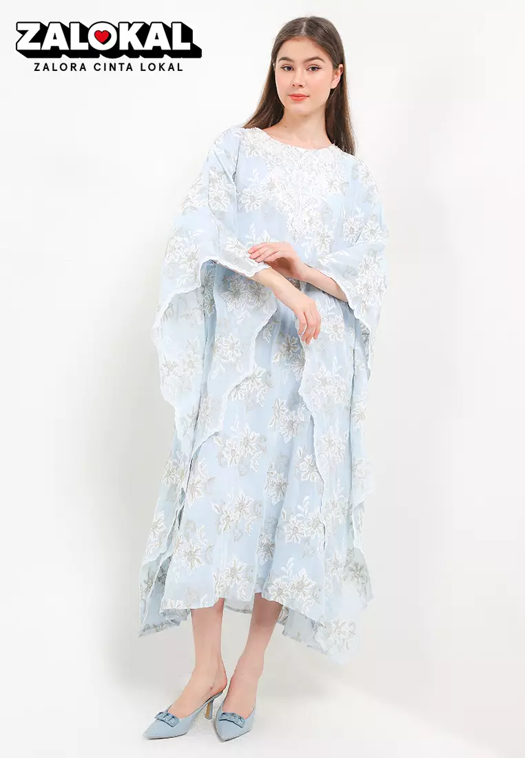 Jual Chic Simple Seq And Beaded Lace Gold Emb Chiffon Batwing Kaftan ...