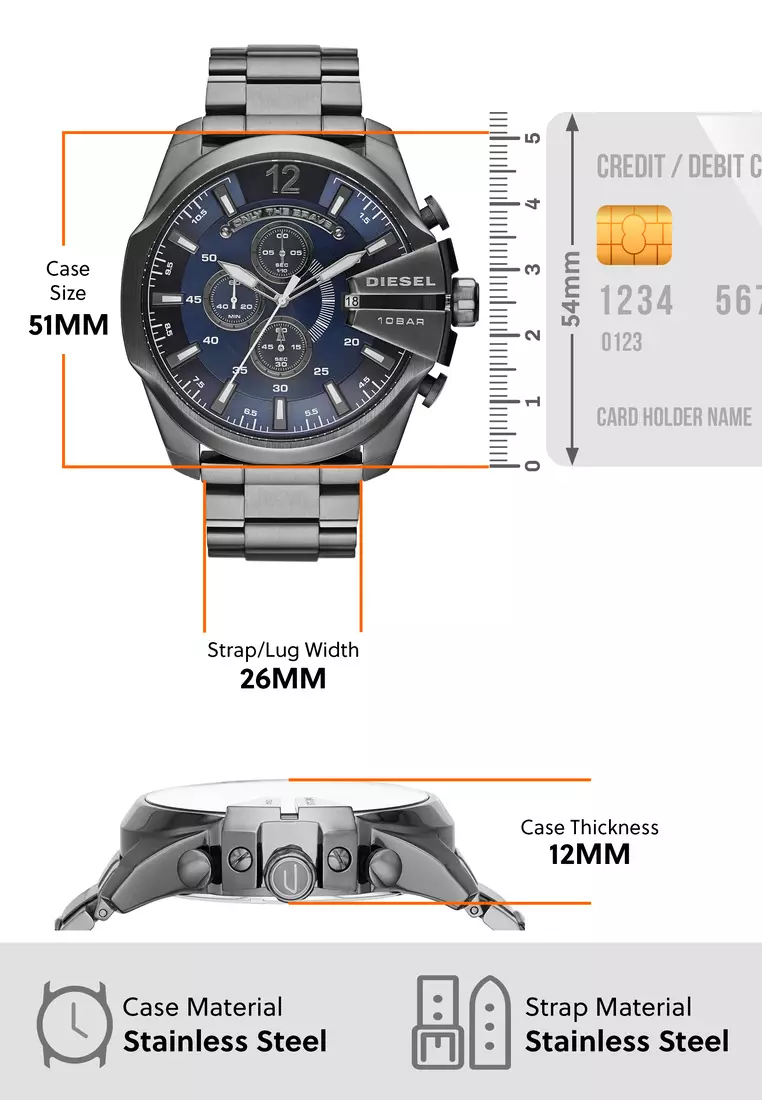 Buy Diesel Mega Chief Watch DZ4329 2025 Online | ZALORA