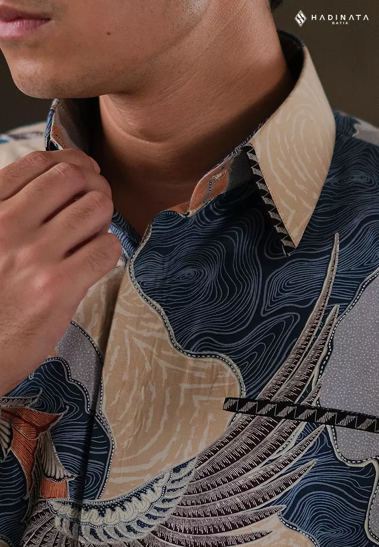 Jual Hadinata Batik Hadinata Embroidery Batik Kemeja Panjang Arsyn Navy ...
