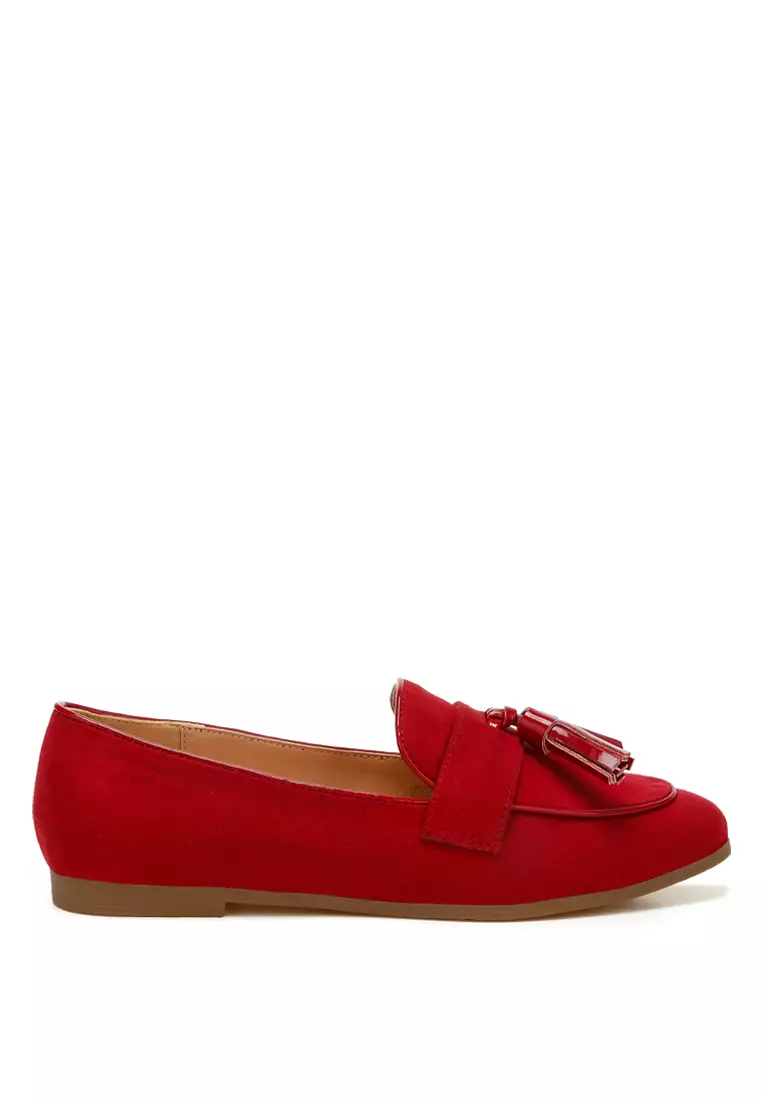 Rag & CO. Micro Suede Tassel Loafers in Red 2025 | Buy Rag & CO. Online ...