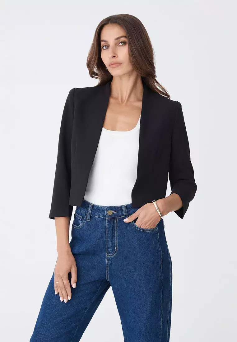 Buy FORCAST Nikki Collarless Crop Jacket Online | ZALORA Malaysia