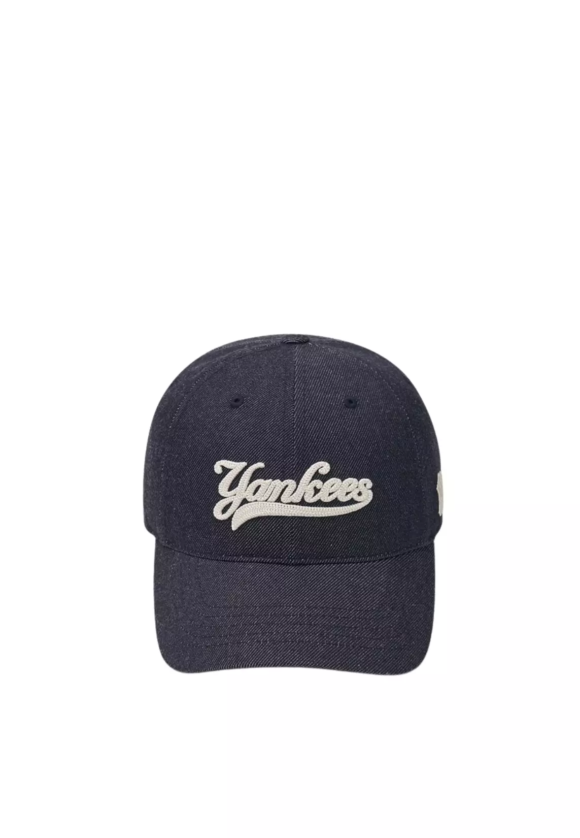 Jual MLB Korea Cursive Logo Denim Like Unstructured Ball Cap NY ...