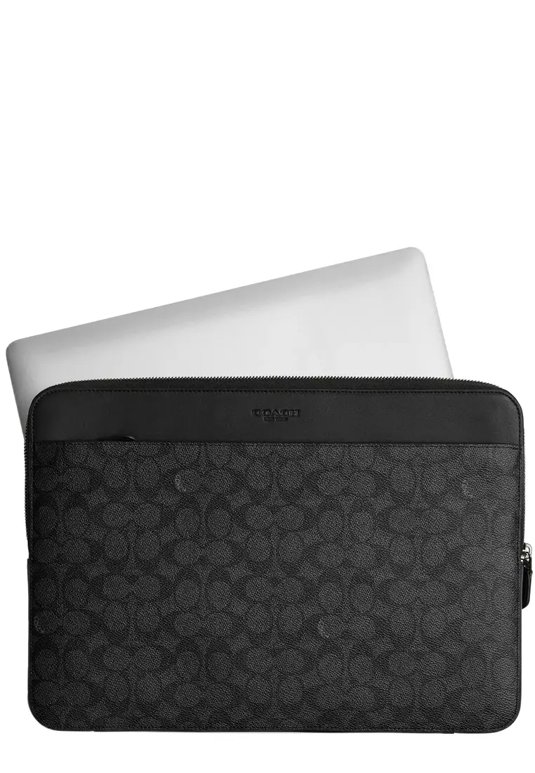 Coach Laptop Case In Signature Canvas in Charcoal/ Black CW378 2025 ...