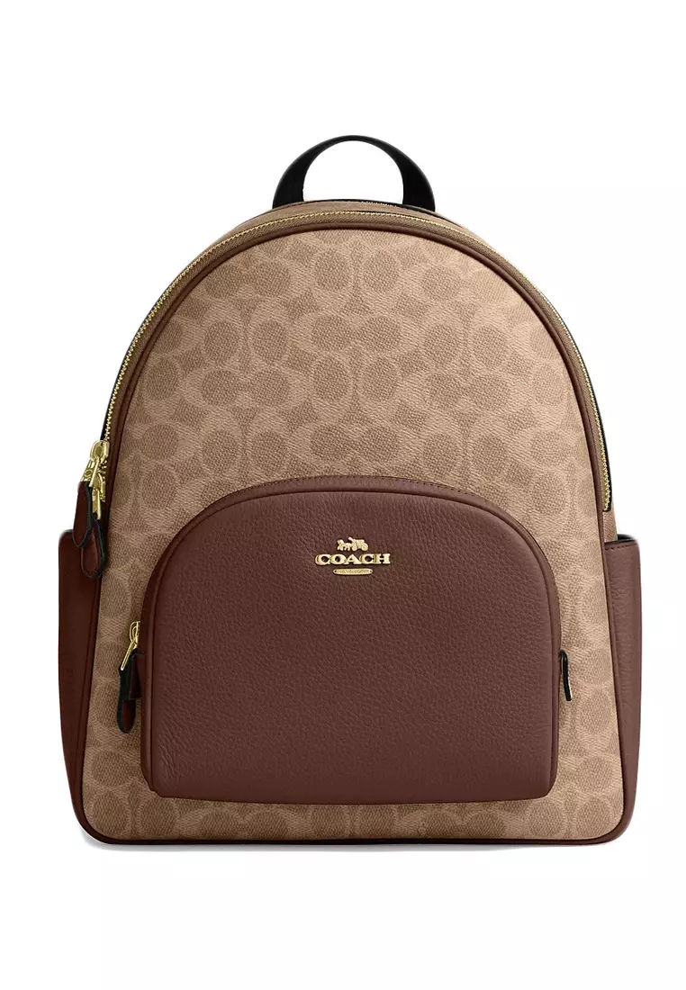 Coach Court Backpack In Blocked Signature Canvas - Tan Brown 2025 | Buy ...