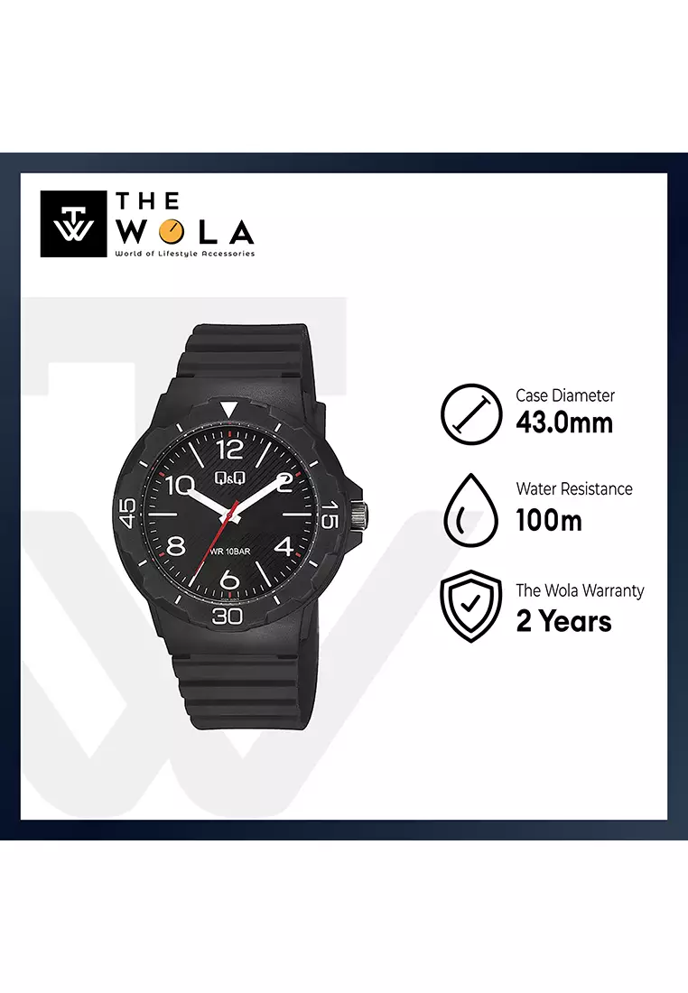 Buy Q&Q Watch by Citizen V02A-003VY Men Analog Watch Black Resin Strap Online | ZALORA Malaysia