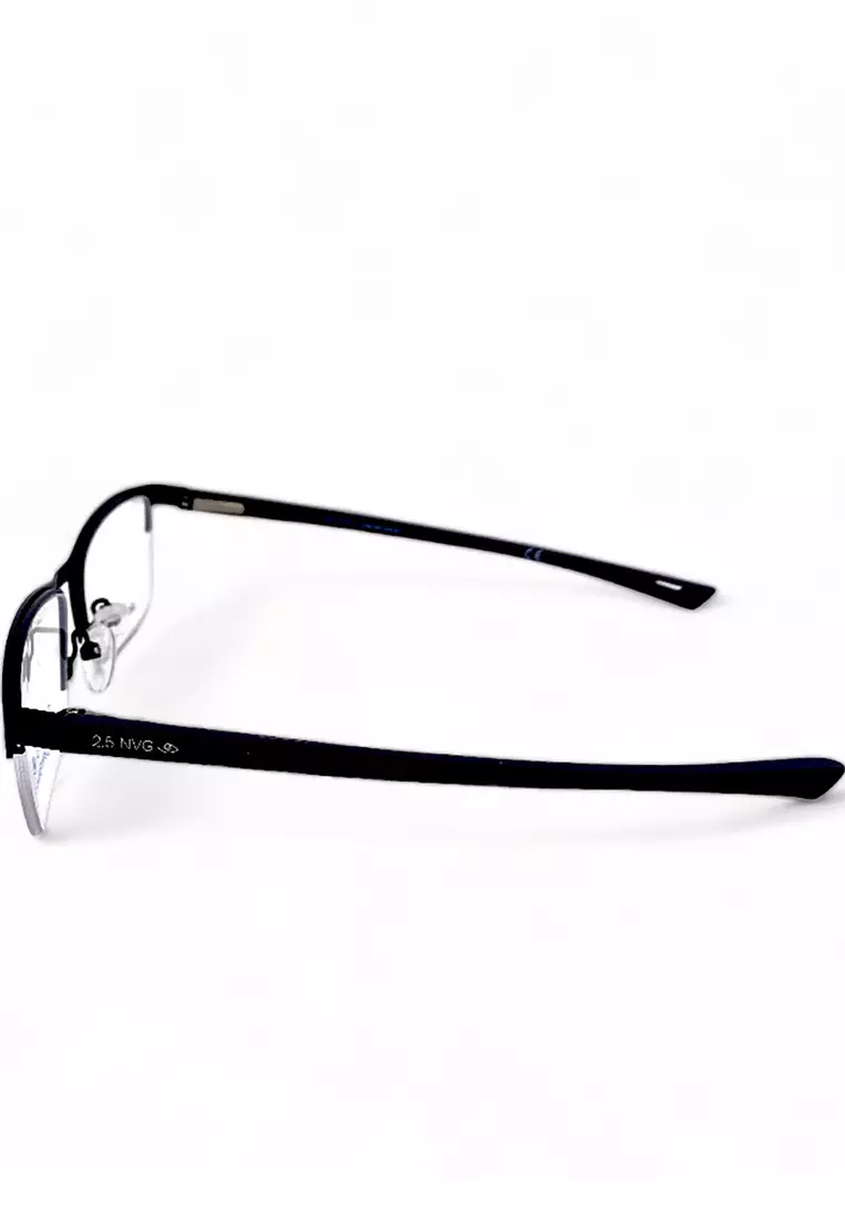 網上選購 2.5 NVG OPH Men's Rectangle Frame Black Metal Optical Frame with ...