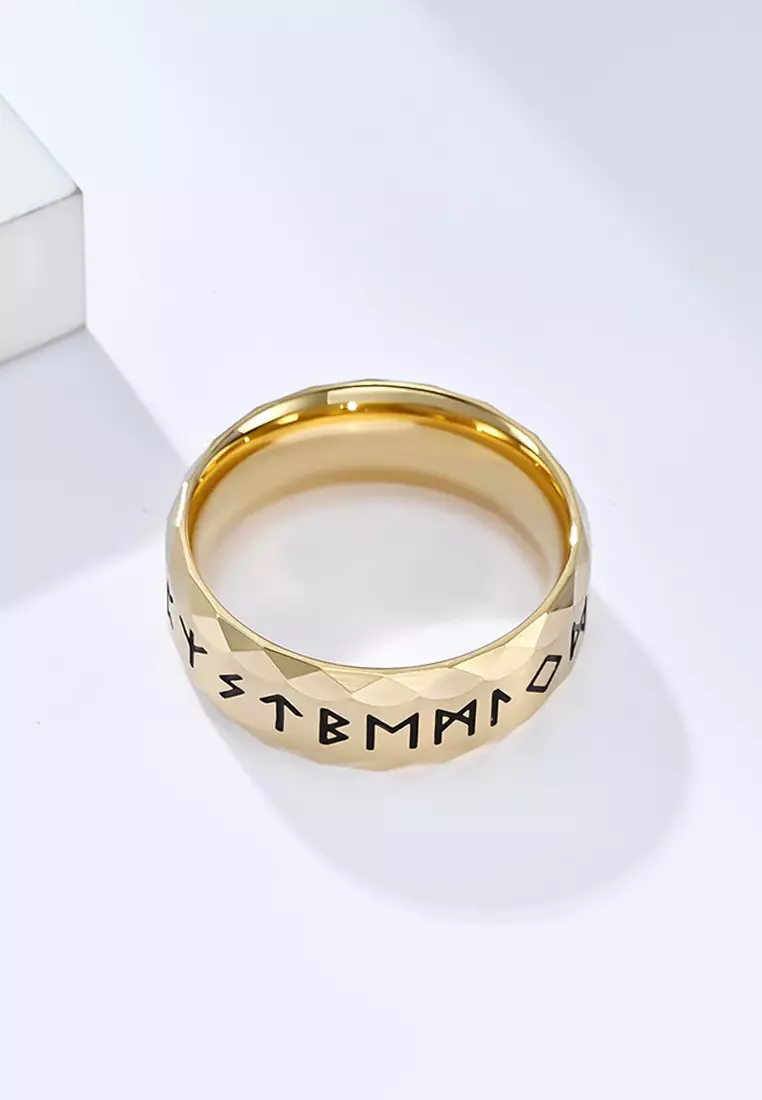 Buy HAPPY FRIDAYS Titanium Steel Stylish Runes Ring JW QF-JZ706 2025 ...