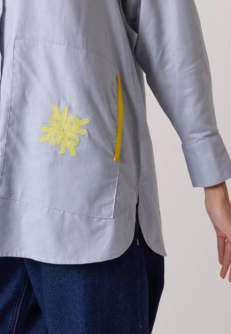 Jual Riamiranda Ria Miranda Stone Grey Bria Shirt Original 2025 ...