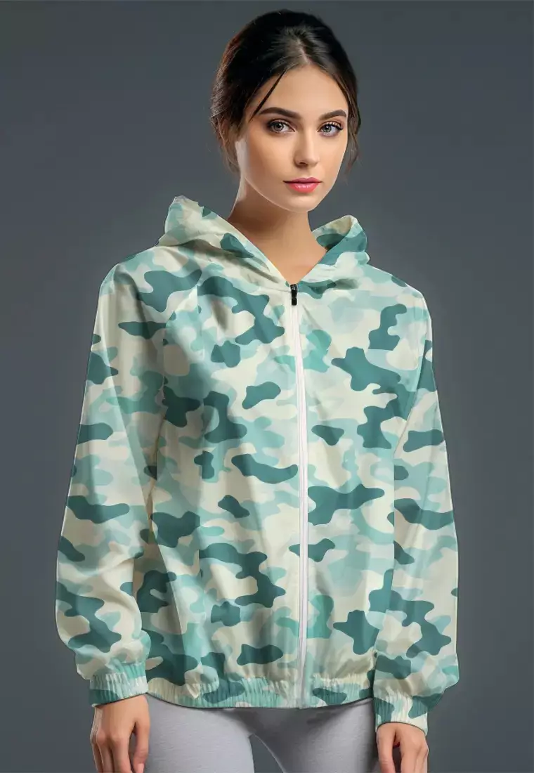 Jual TD Active LSC90 jaket lari wanita parasut motif "green white camo ...