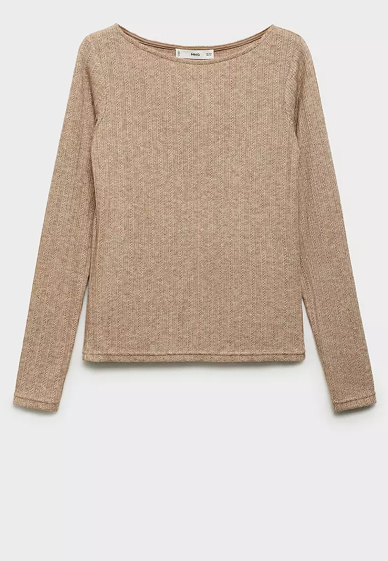 Buy Mango Pointelle Long-Sleeved T-Shirt 2025 Online | ZALORA
