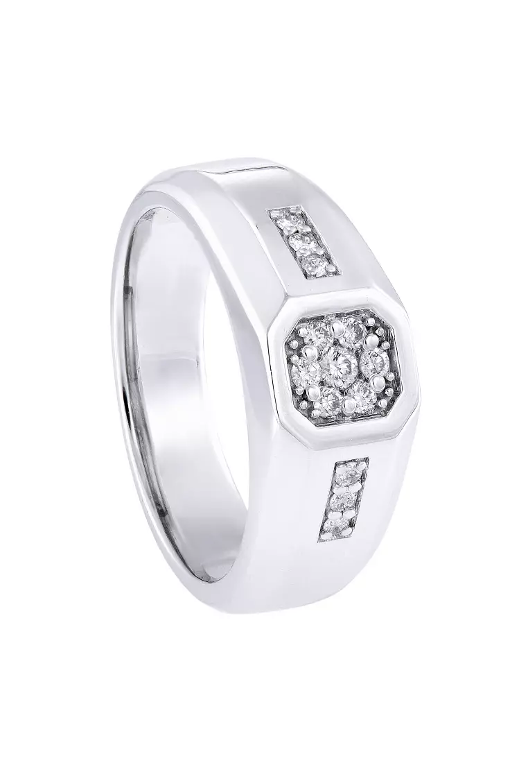 Buy HABIB HABIB Flush Diamond Men's Ring in 925 Silver Palladium ...
