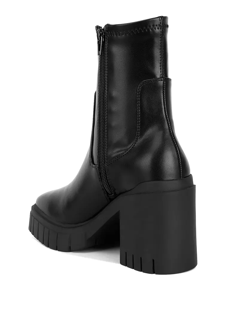 Buy London Rag Black Faux Leather Platform Heeled Ankle Boot Online ...