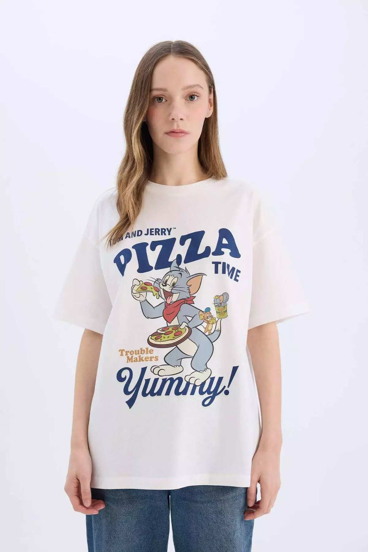 Buy DeFacto Coool Tom & Jerry Oversize Wide Fit Crew Neck Short Sleeve ...