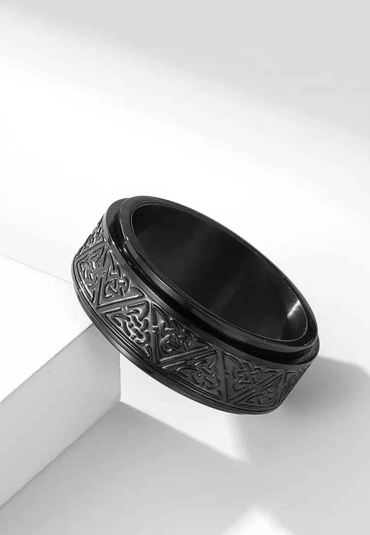 Buy HAPPY FRIDAYS Rotatable Design Celtic Knot Titanium Steel Ring JW ...