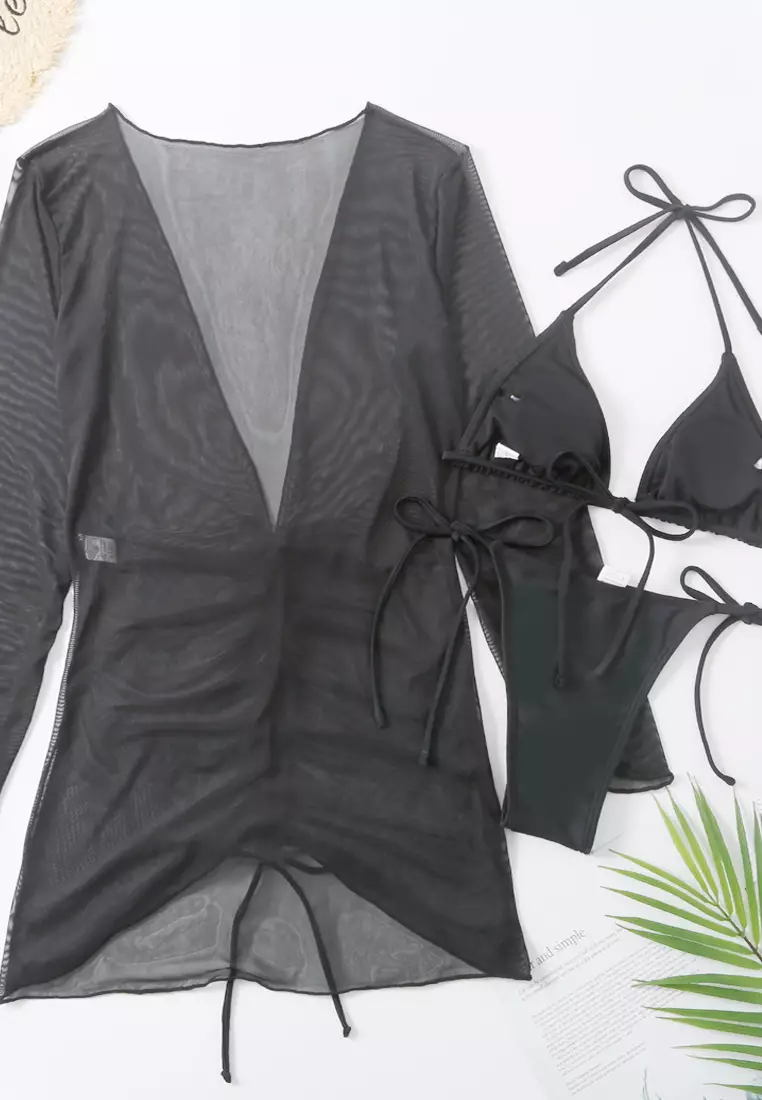 Buy ZITIQUE Sexy mesh bikini three piece swimsuit. Online | ZALORA Malaysia