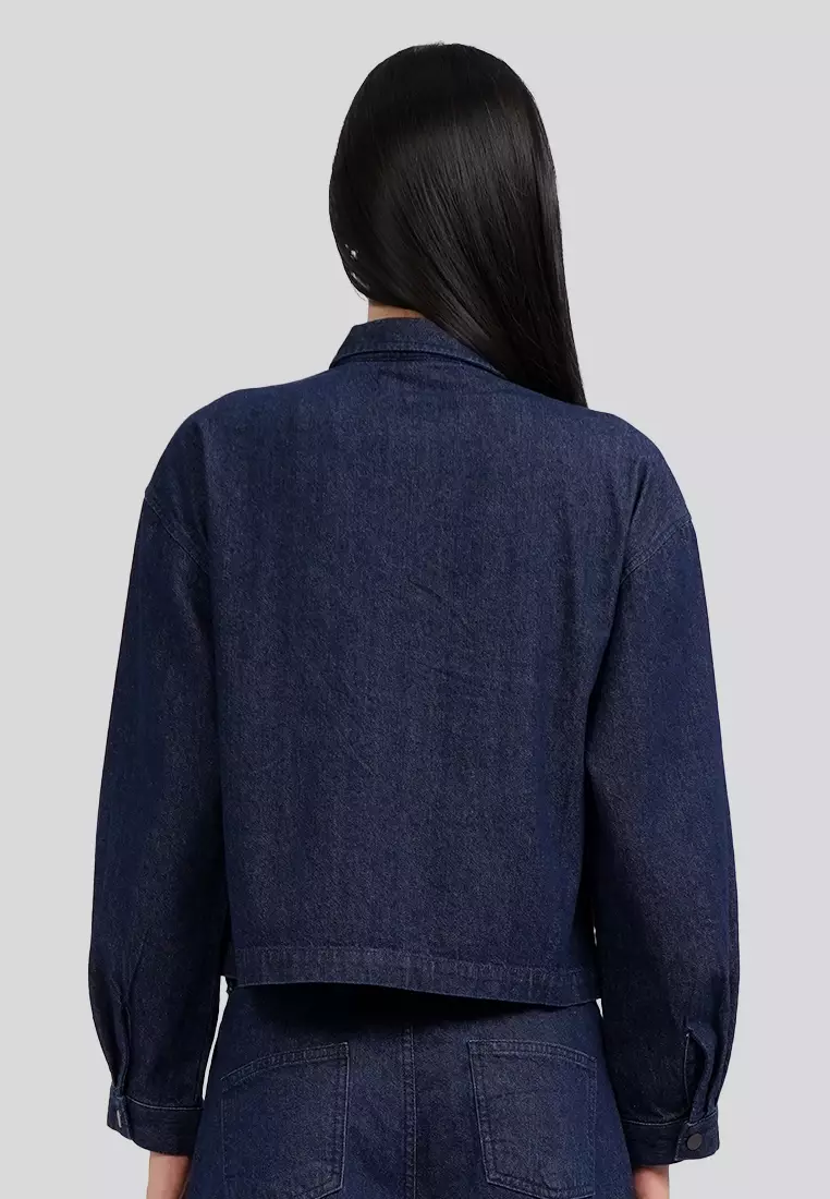 Jual Executive Double Pocket Collared Denim Jacket Original 2025 ...