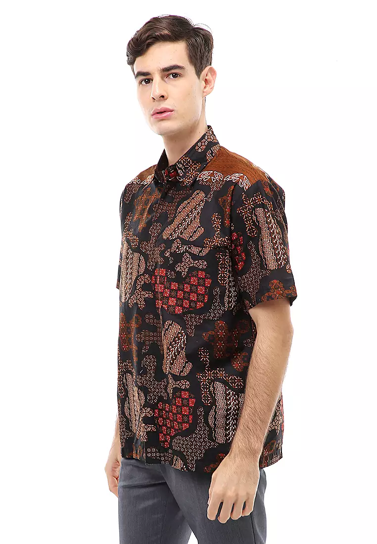 Jual Hamlin Kendrick Atasan Formal Kemeja Batik Pria Motif Pulau Short ...