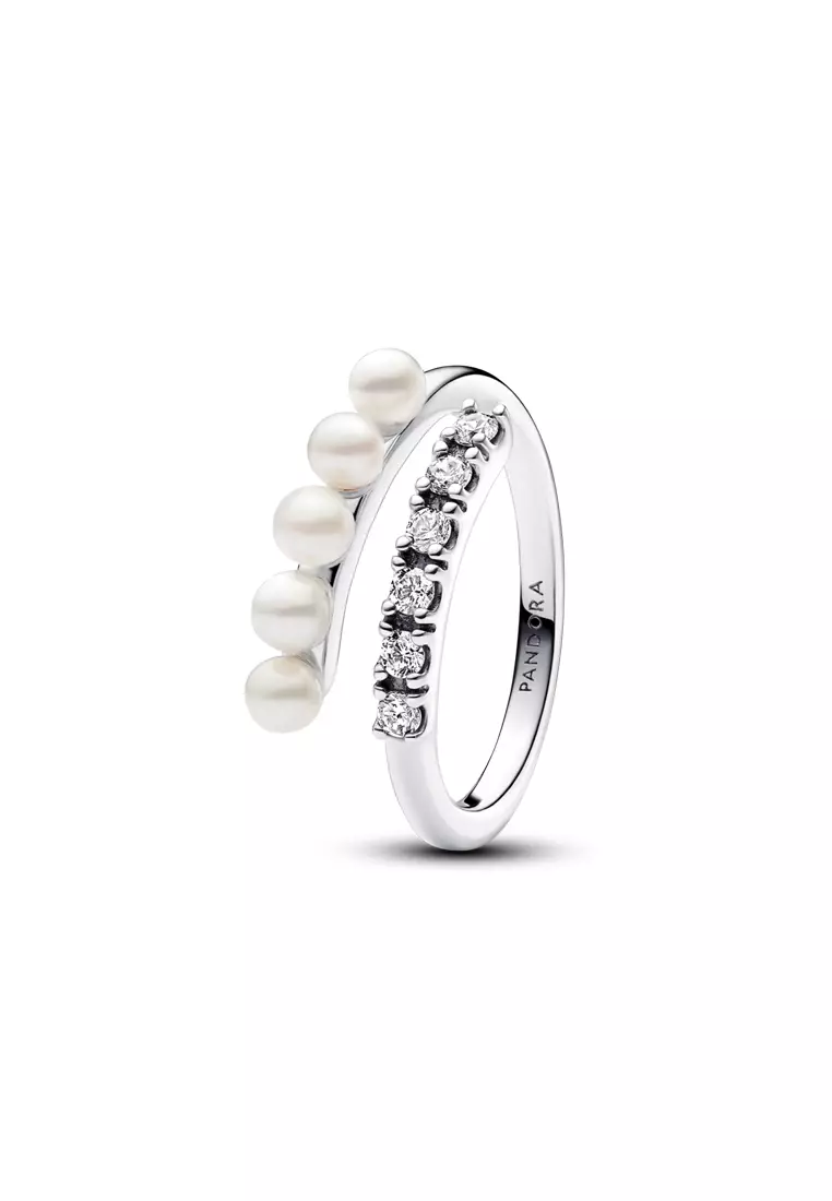 Buy PANDORA Pandora Treated Freshwater Cultured Pearls & Pavé Open Ring ...