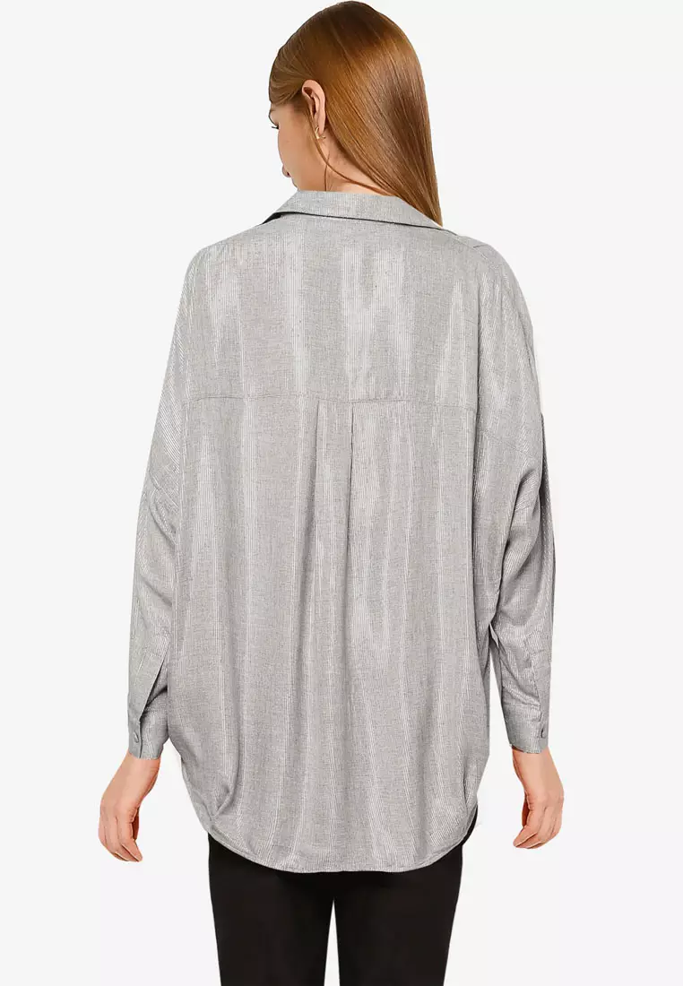 Buy French Connection Rhodes Metallic Pop Over Shirt 2024 Online ...