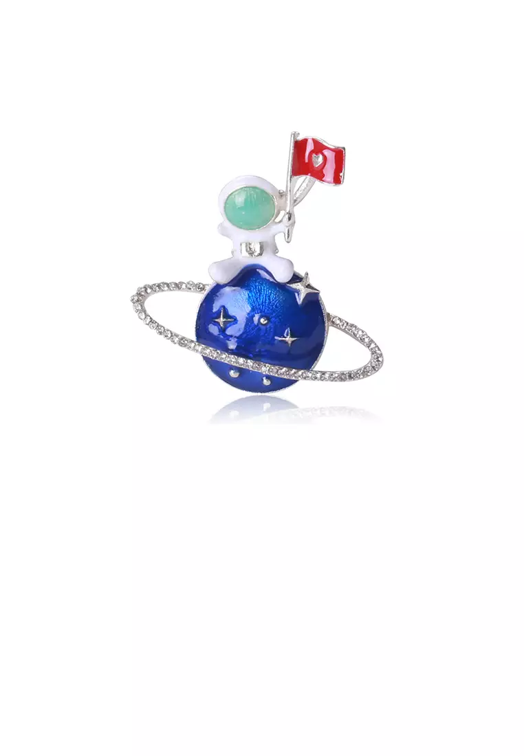 Jual Glamorousky Fashion Creative Enamel Planet Astronaut Brooch with ...