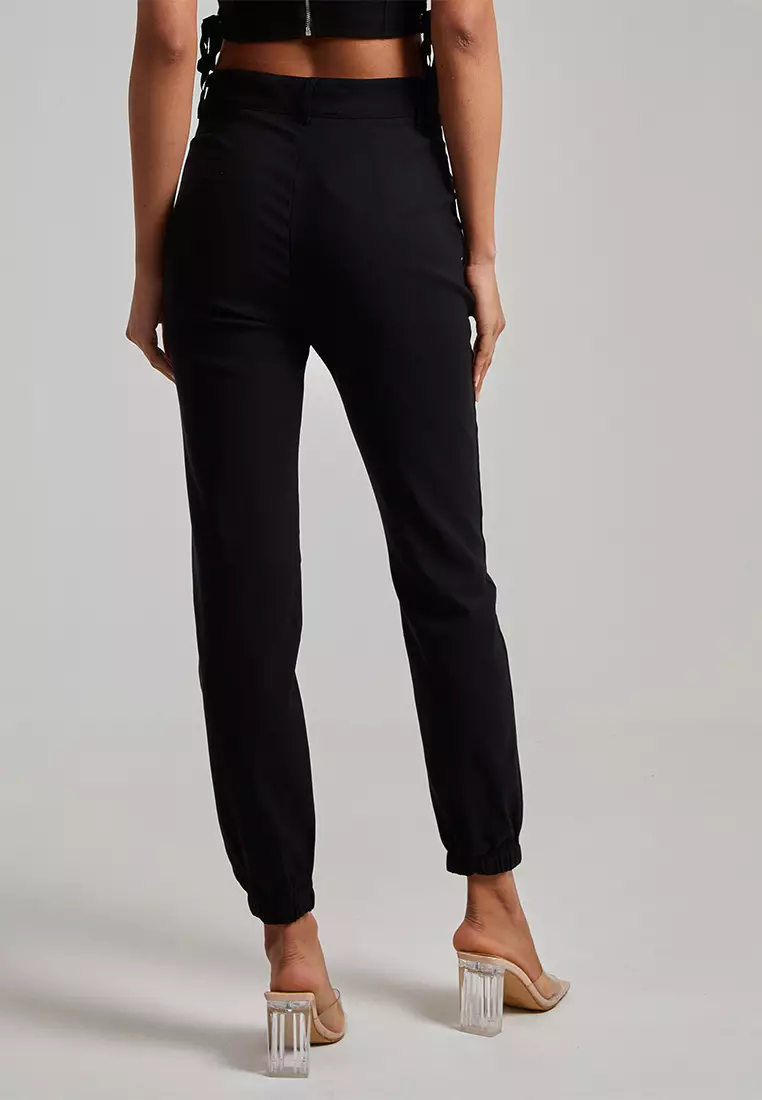 Pink Vanilla Pink Vanilla Black Cuffed Cargo Pants 2025 | Buy Pink ...