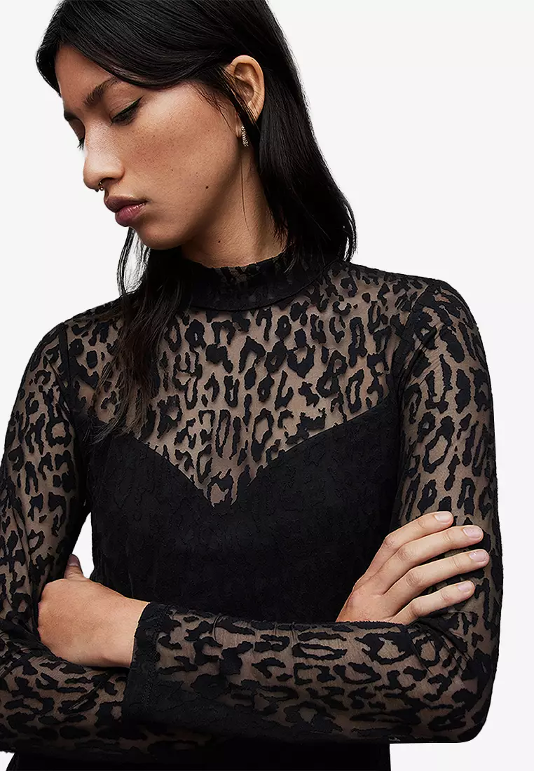 AllSaints Hanna Anita Devore Leopard Print Mini Dress 2025 | Buy ...