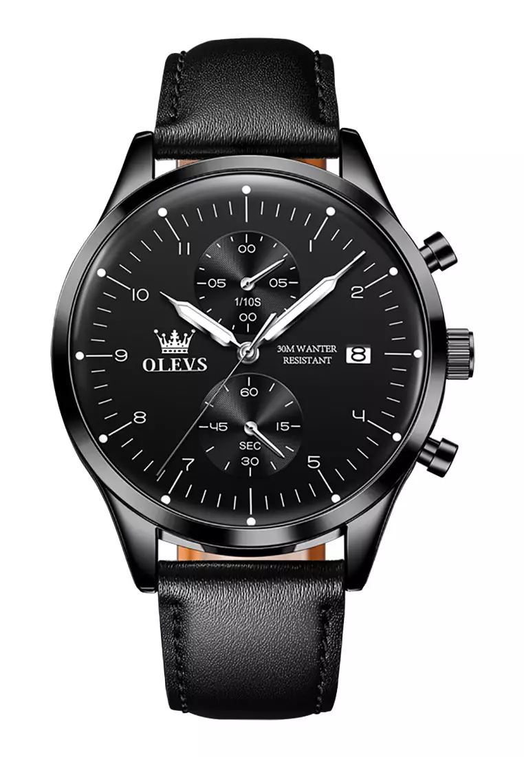 Buy OLEVS Mavis Classic Chronograph Leather Men Wrist Watch 2025 Online ...