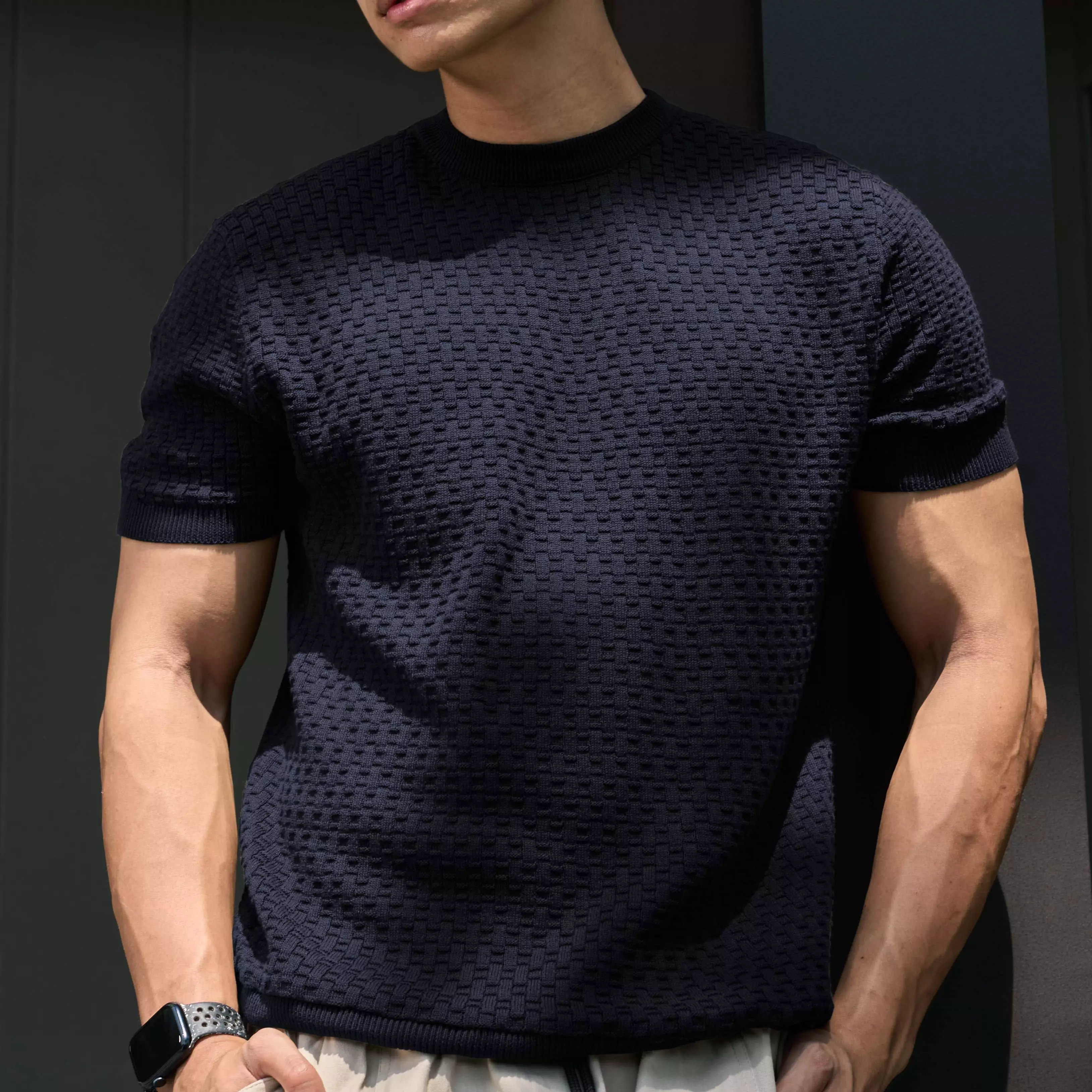 Jual Kale Clothing Kale Miller Navy / Sweater Rajut Pria Lengan Pendek ...