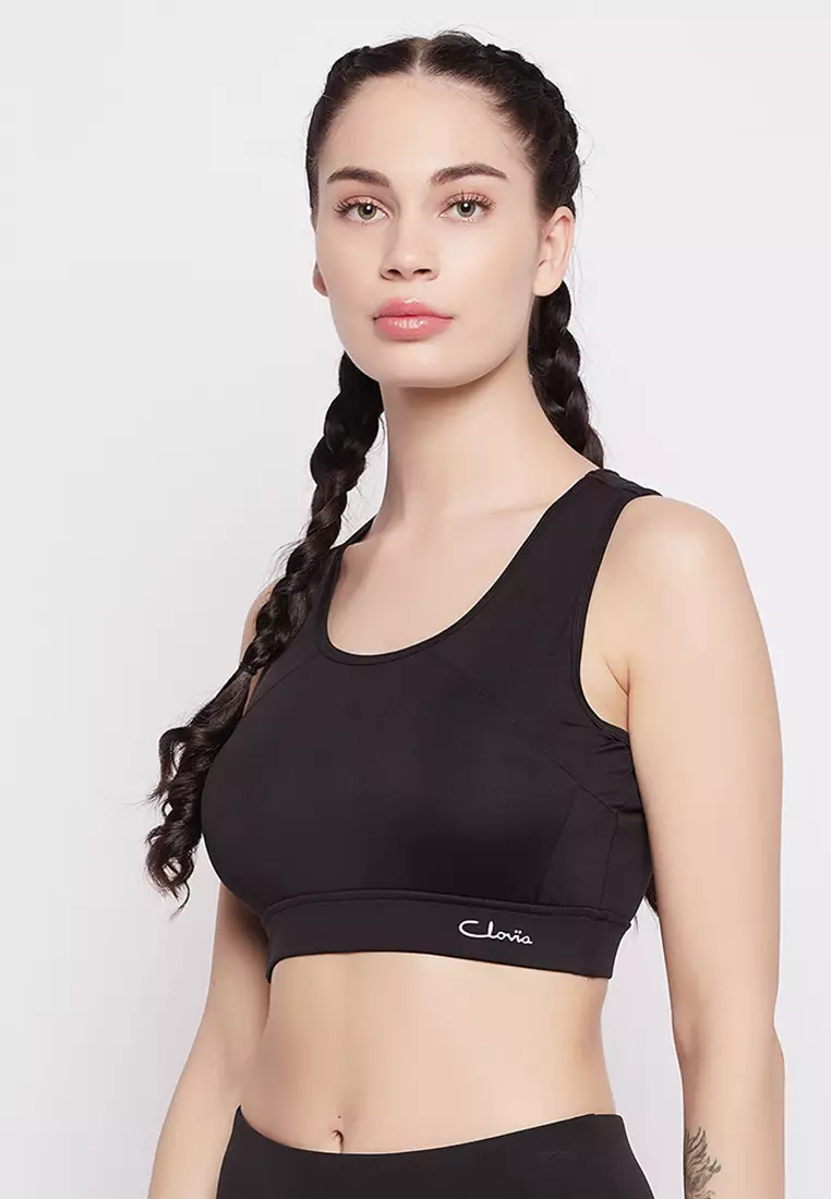 Clovia Clovia Medium Impact Padded Racerback Sports Bra in Black 2026 ...
