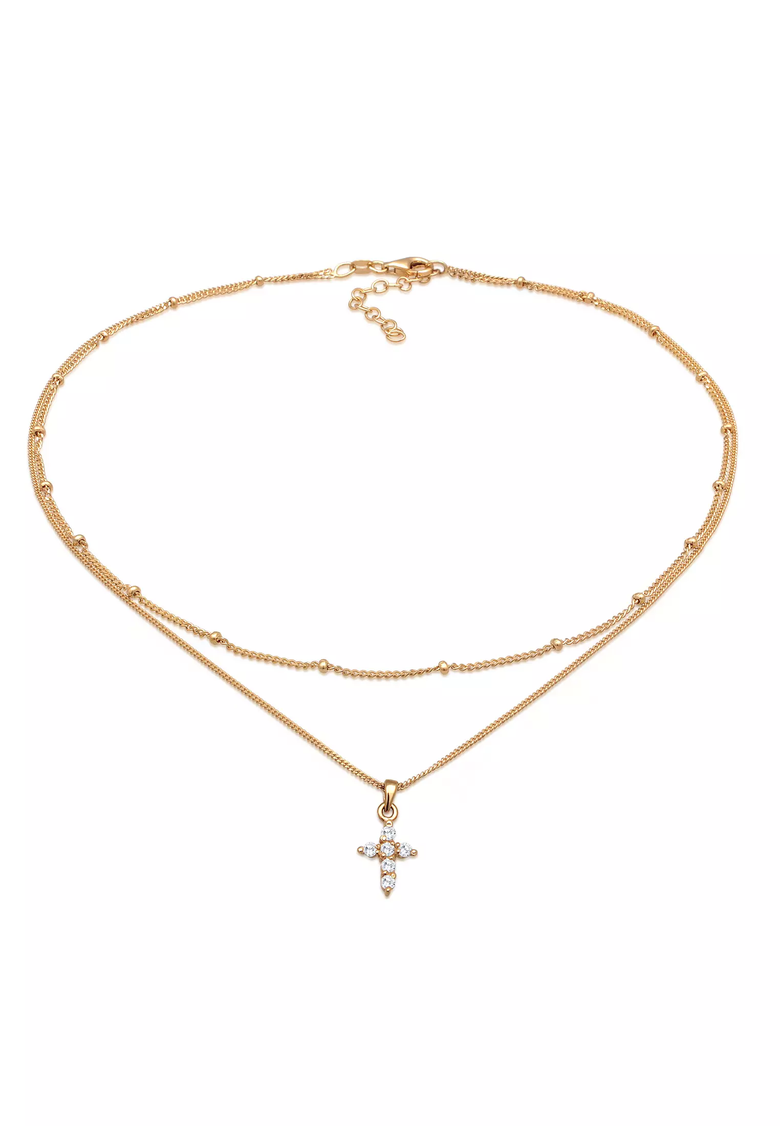 Buy ELLI GERMANY Pavé Cross Double Layer Choker – Gold-Plated Silver ...