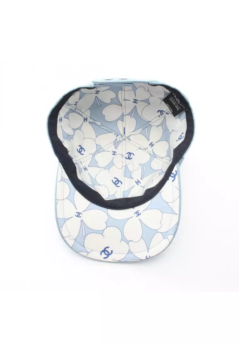 線上選購 Chanel Pre-Loved Chanel coco mark baseball cap denim blue sequin ...