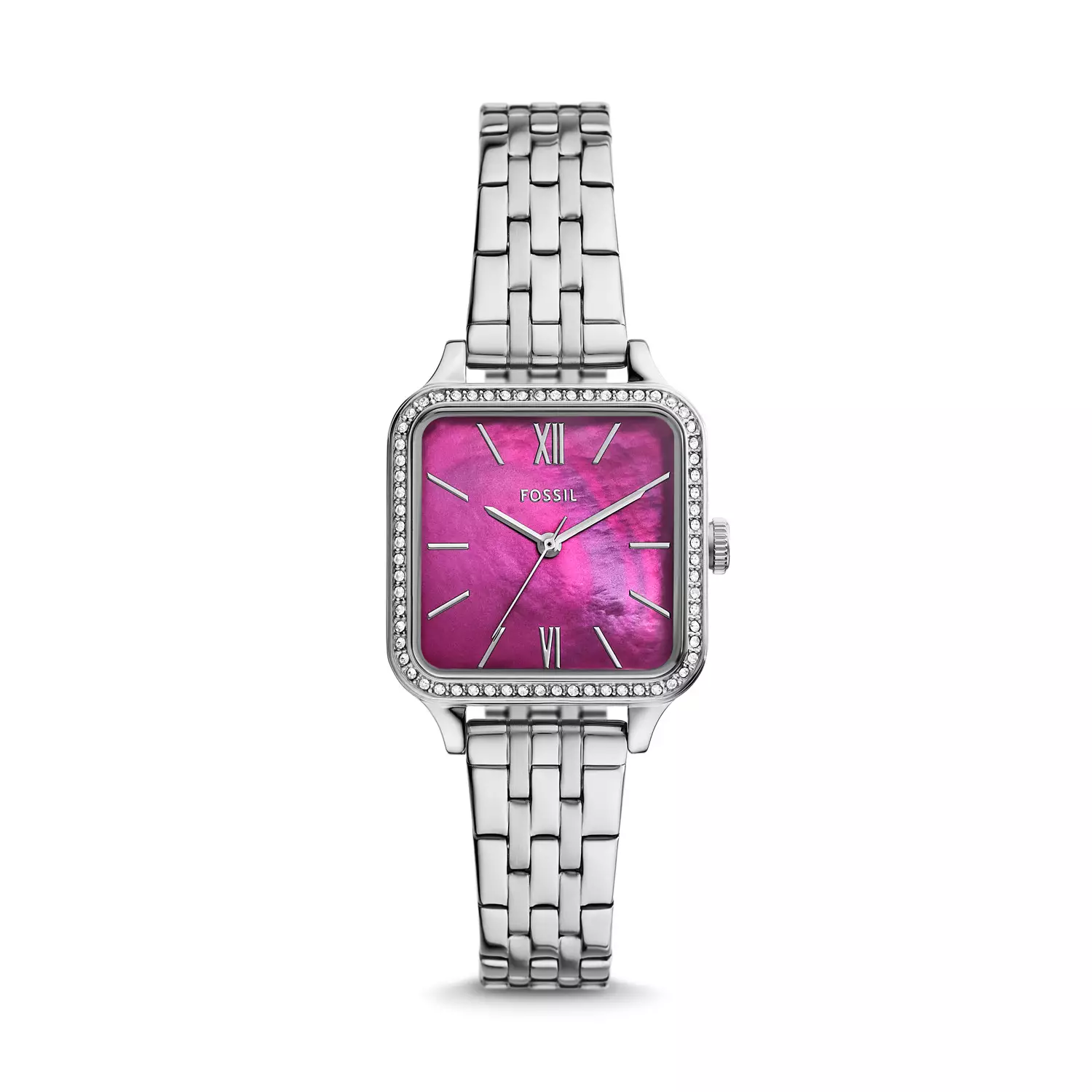 Jual Fossil Fossil Colleen Three-Hand Pink Square Silver Dial Stainless ...