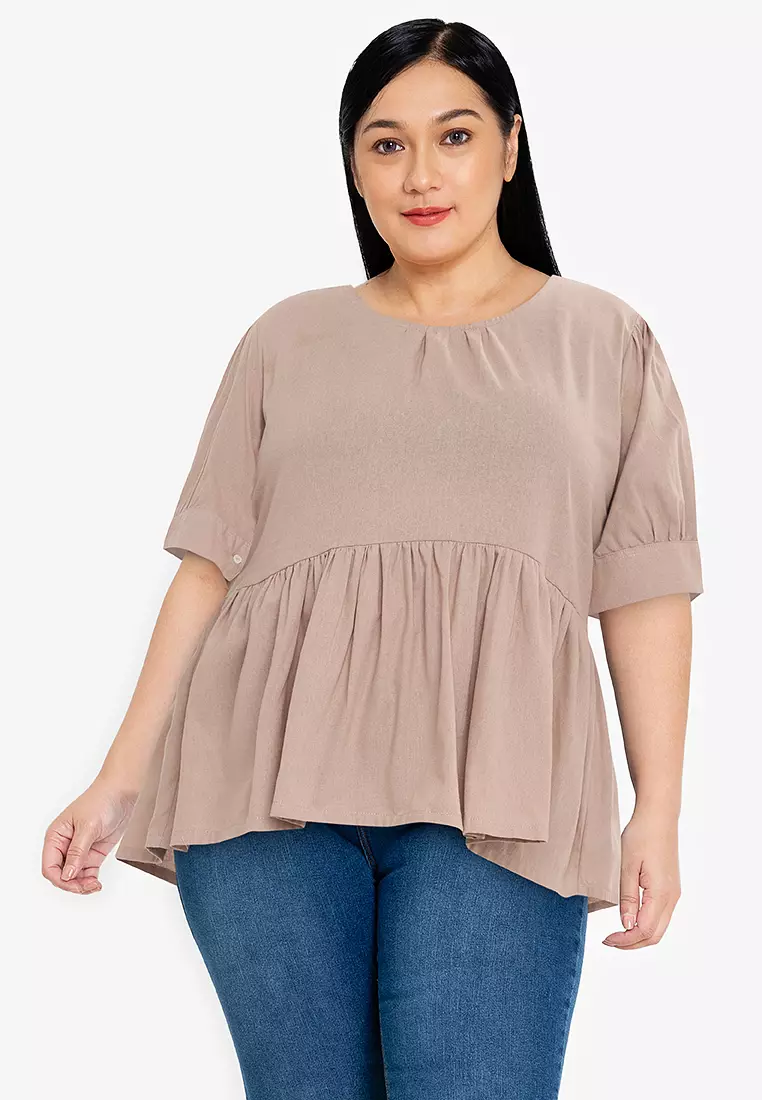 Buy Maxine Plus Size Puffed Sleeved Top 2025 Online | ZALORA Philippines