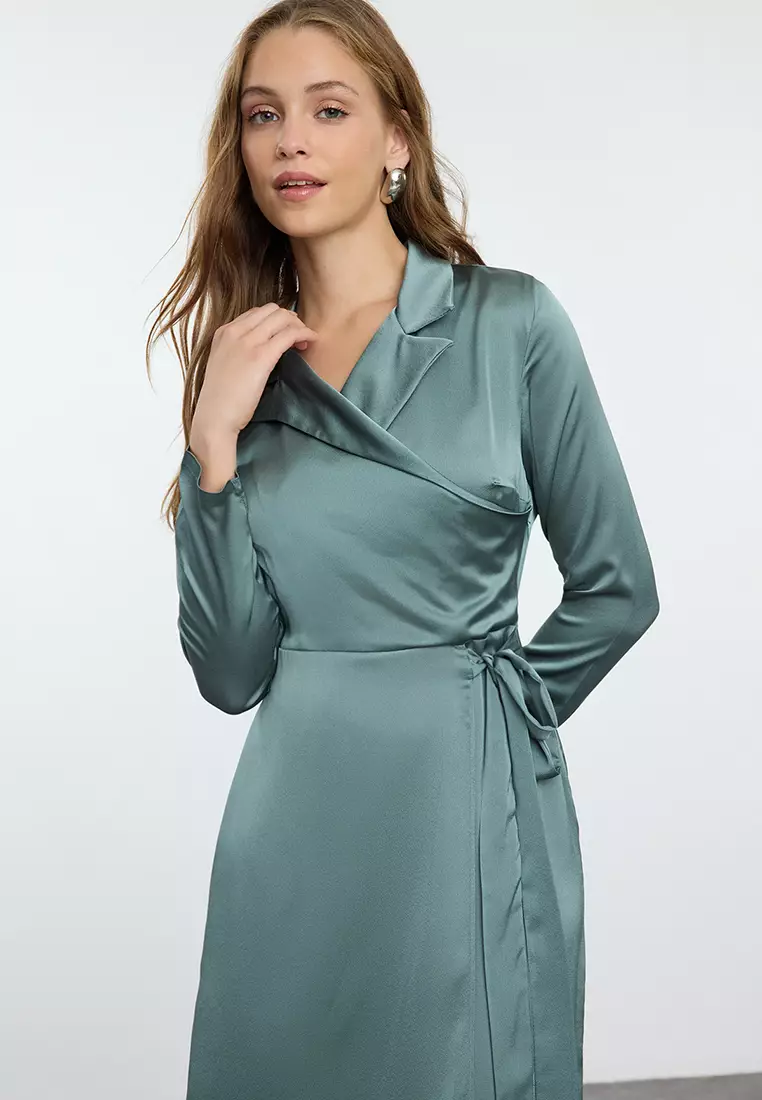 Buy Trendyol Modest Wrap Midi Dress Online | ZALORA Malaysia