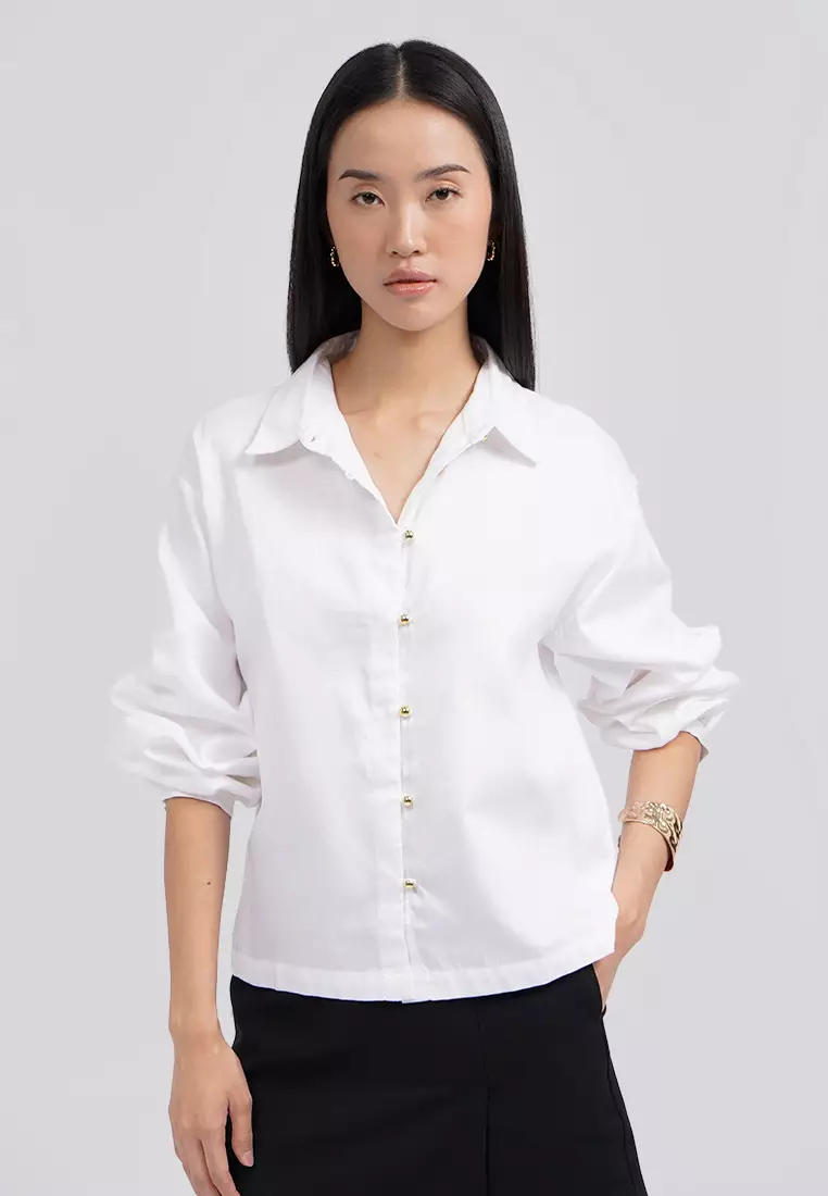 Jual Executive Puff Sleeves Collared Blouse Original 2025 | ZALORA Indonesia