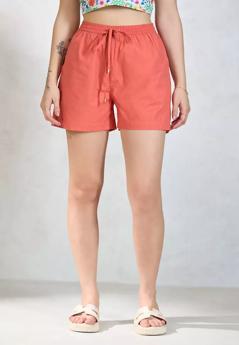 Buy VIRGIO VIRGIO 100% Cotton Orange Drawstring Mini Shorts 2025 Online | ZALORA Philippines