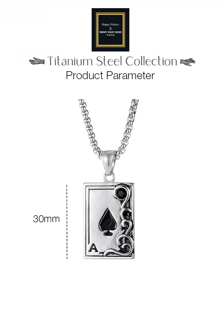 HAPPY FRIDAYS Titanium Steel Ace of Spades Pendant Necklace JW OK-1940 ...