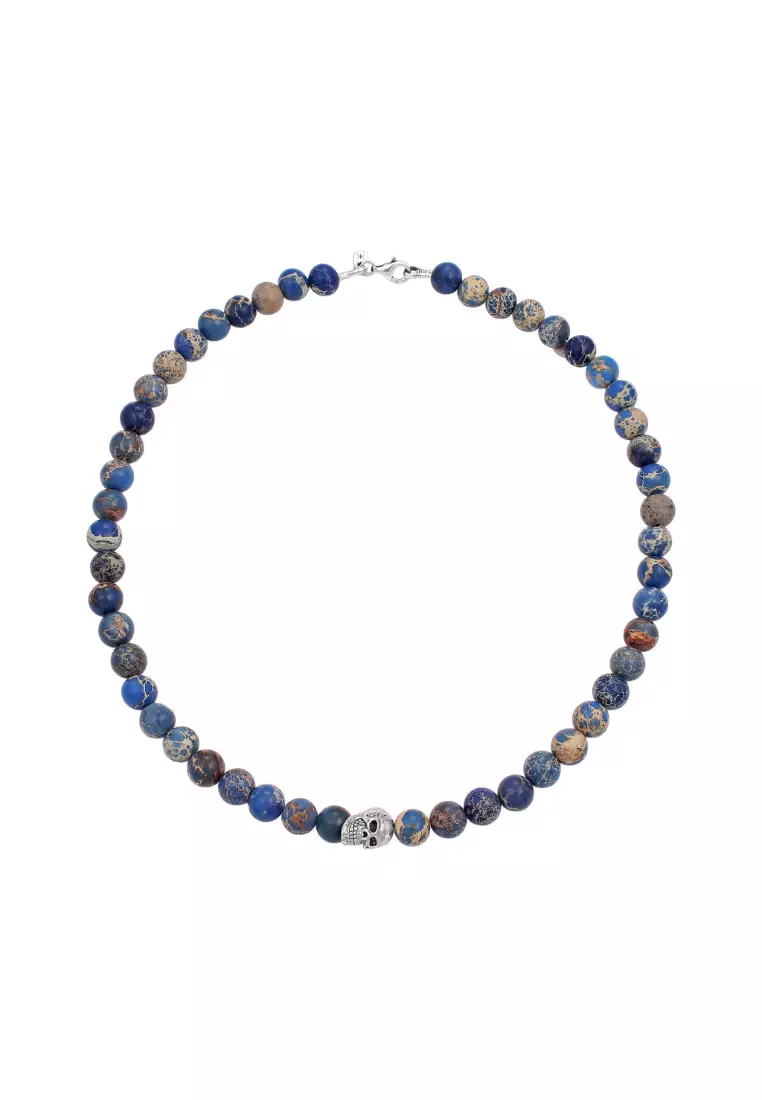 Buy Kuzzoi Necklace Men Skull Pendant Agate Beads Blue 2026 Online | ZALORA