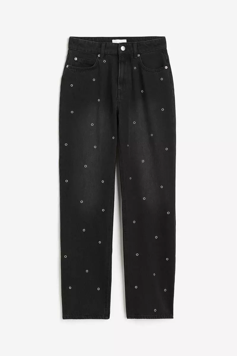 Buy H&M Eyelet-detail straight jeans Online | ZALORA Malaysia