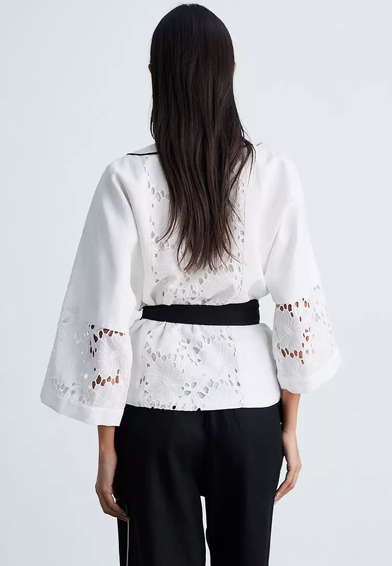 Buy Mango Linen-Blend Caftan With Openwork Details 2025 Online | ZALORA