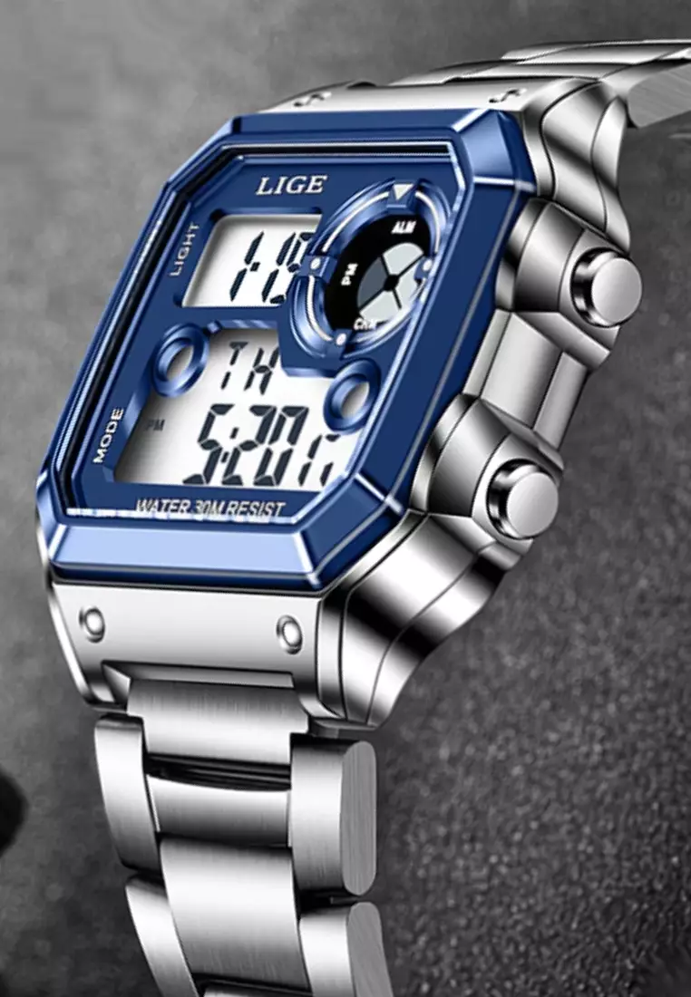 Buy LIGE Unisex Digital Stainless Steel Watch on Steel Bracelet 2025 ...