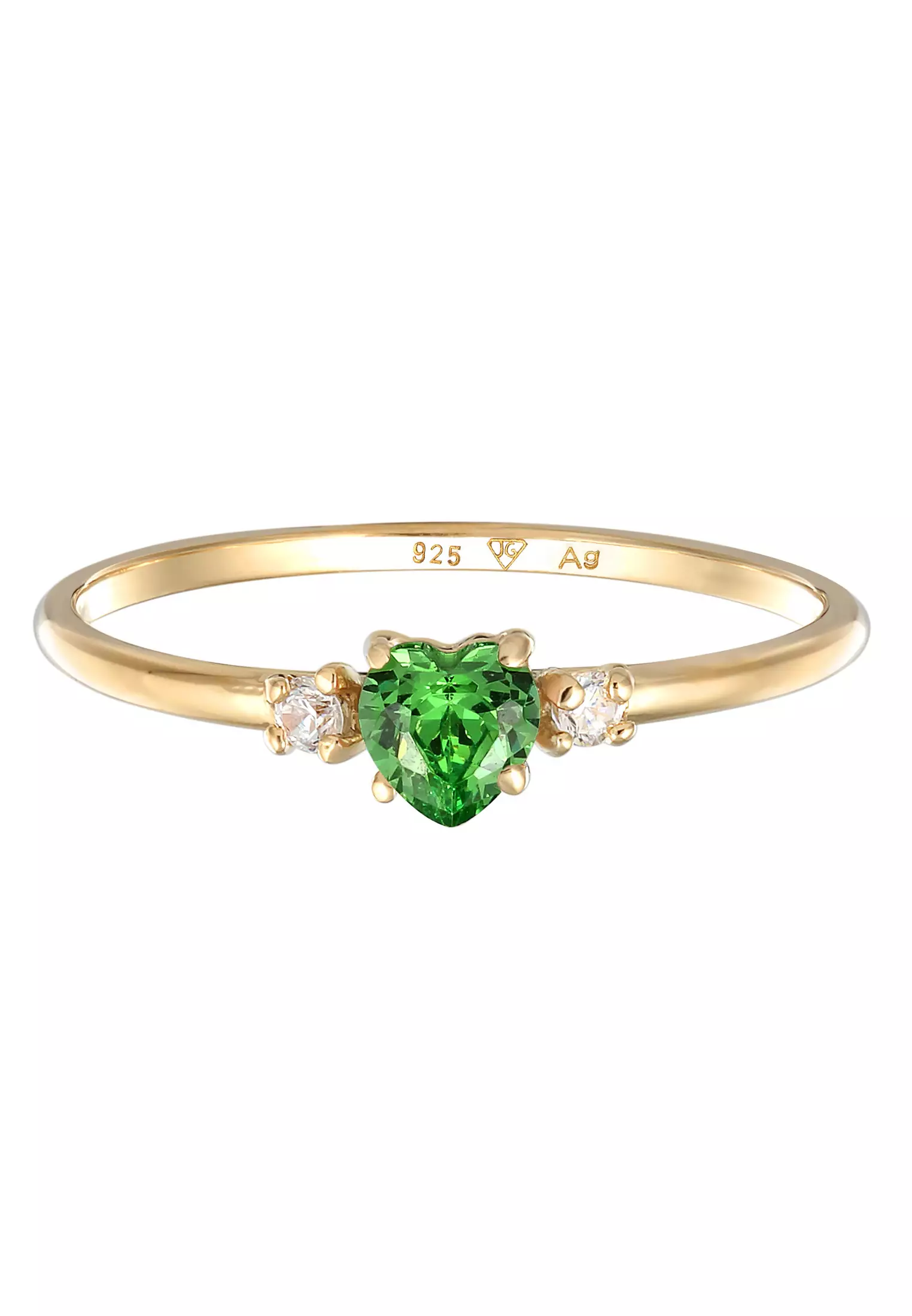 Buy ELLI GERMANY Green Heart Crystal Trio Ring – Gold-Plated Silver ...