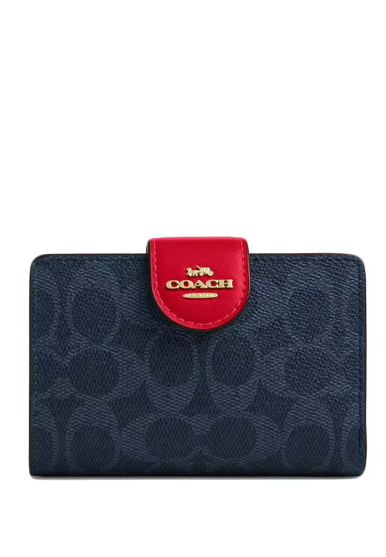Buy Coach Coach Medium Corner Zip Wallet In Signature Canvas - Denim ...