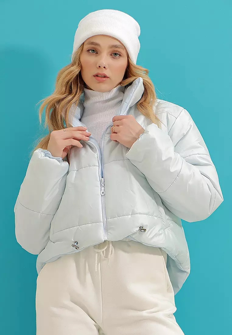 Buy Alacati Stand Collar Double Pocketed Inflatable Puffer Jacket ...