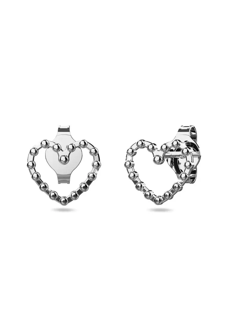 Buy 925 Signature Solid Silver Iron Heart Open Stud Earrings 2025 ...