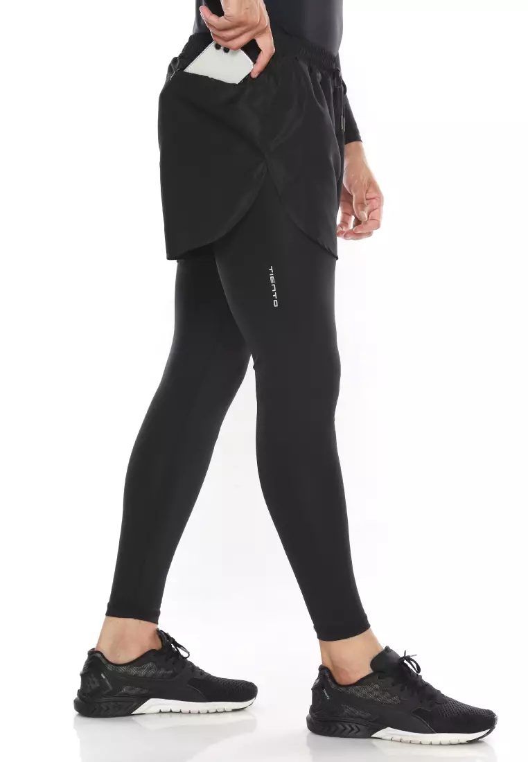 Jual Tiento Tiento Celana Running Legging Pants 2in1 Sporty Black ...